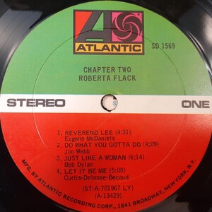 Roberta Flack Chapter Two 1970 Record Atlantic Records SD-1569 Stereo Roberta Flack Chapter Two ...