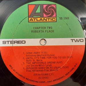 Roberta Flack Chapter Two 1970 Record Atlantic Records SD-1569 Stereo Roberta Flack Chapter Two ...