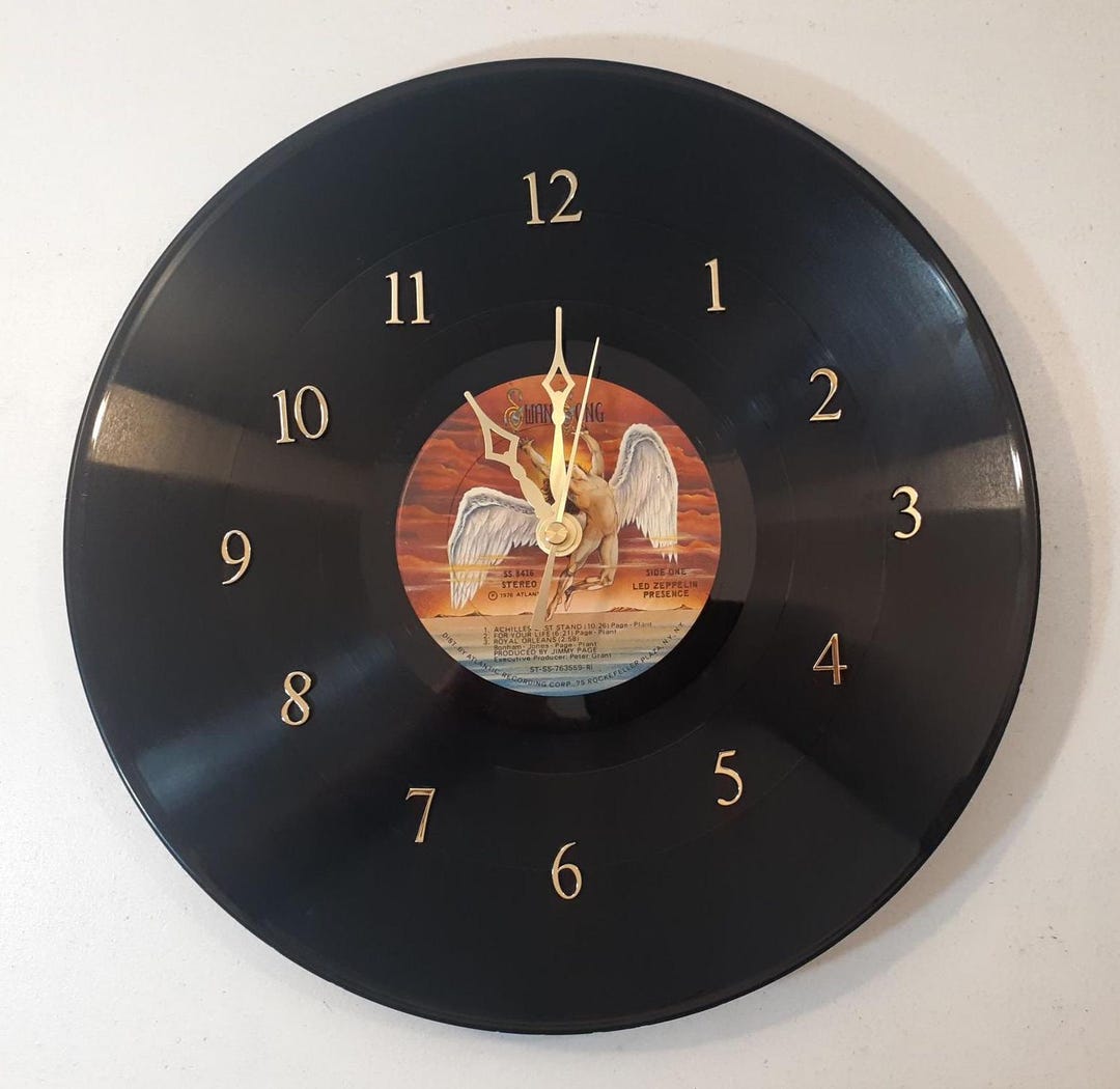 Led Zeppelin Vinyl Record Clock Handmade From Original Led Zeppelin ...