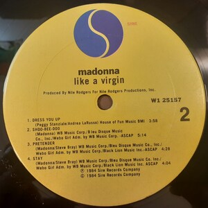 1984 Madonna Like A Virgin Record With Original Lyric Sheet Inner ...