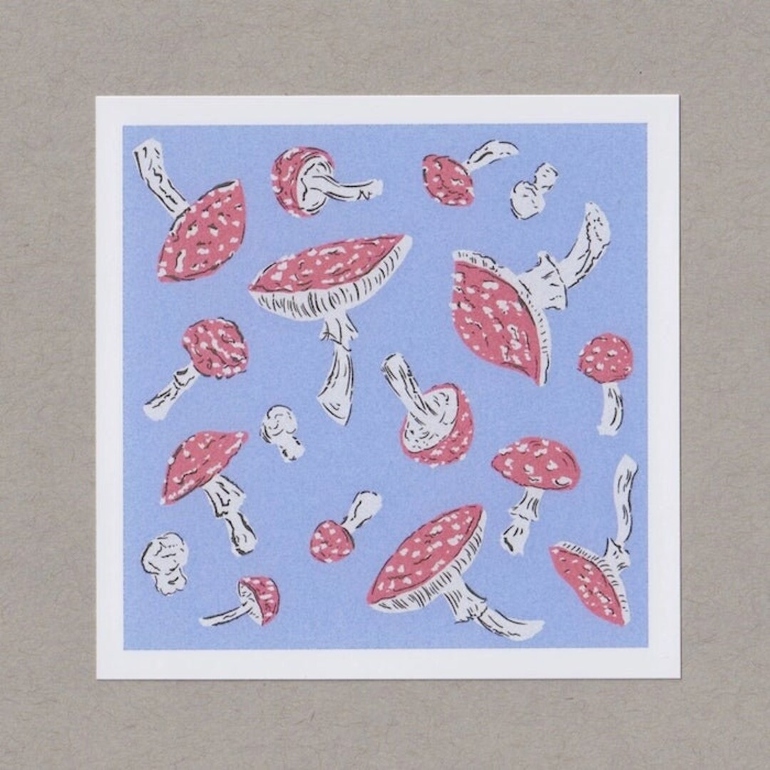 Purple and Light Red Amanita Mushroom Mini Print Posca and - Etsy