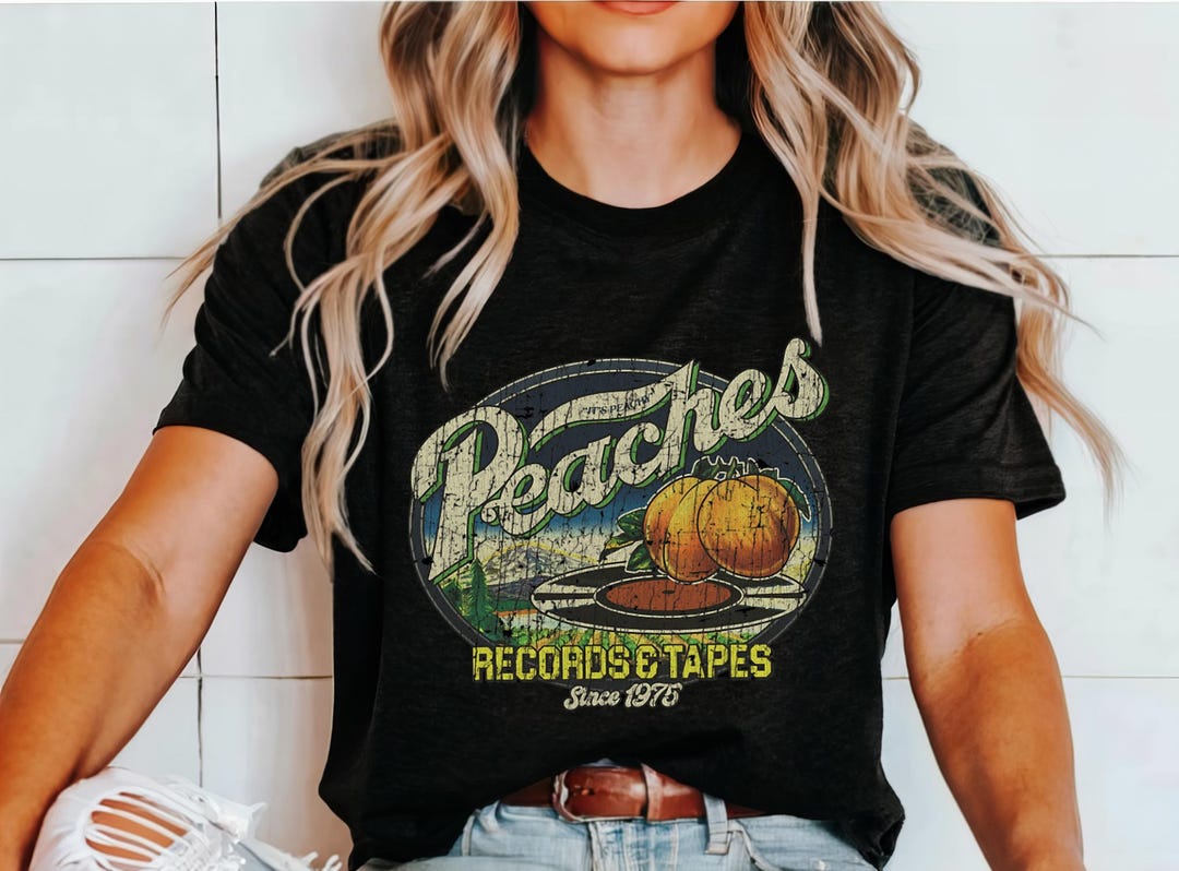 Peaches Vinyl Records and Tapes T-shirt, Retro Graphic Tee, Music Lover ...