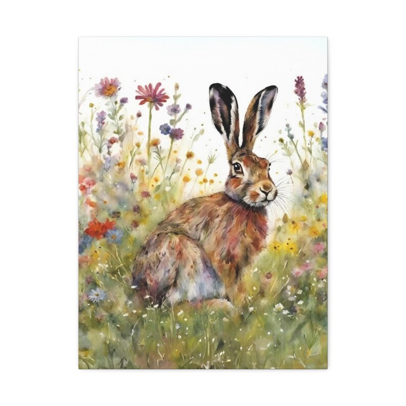 English Countryside Inspired Spring Hare Canvas Print, Rabbit Nature ...