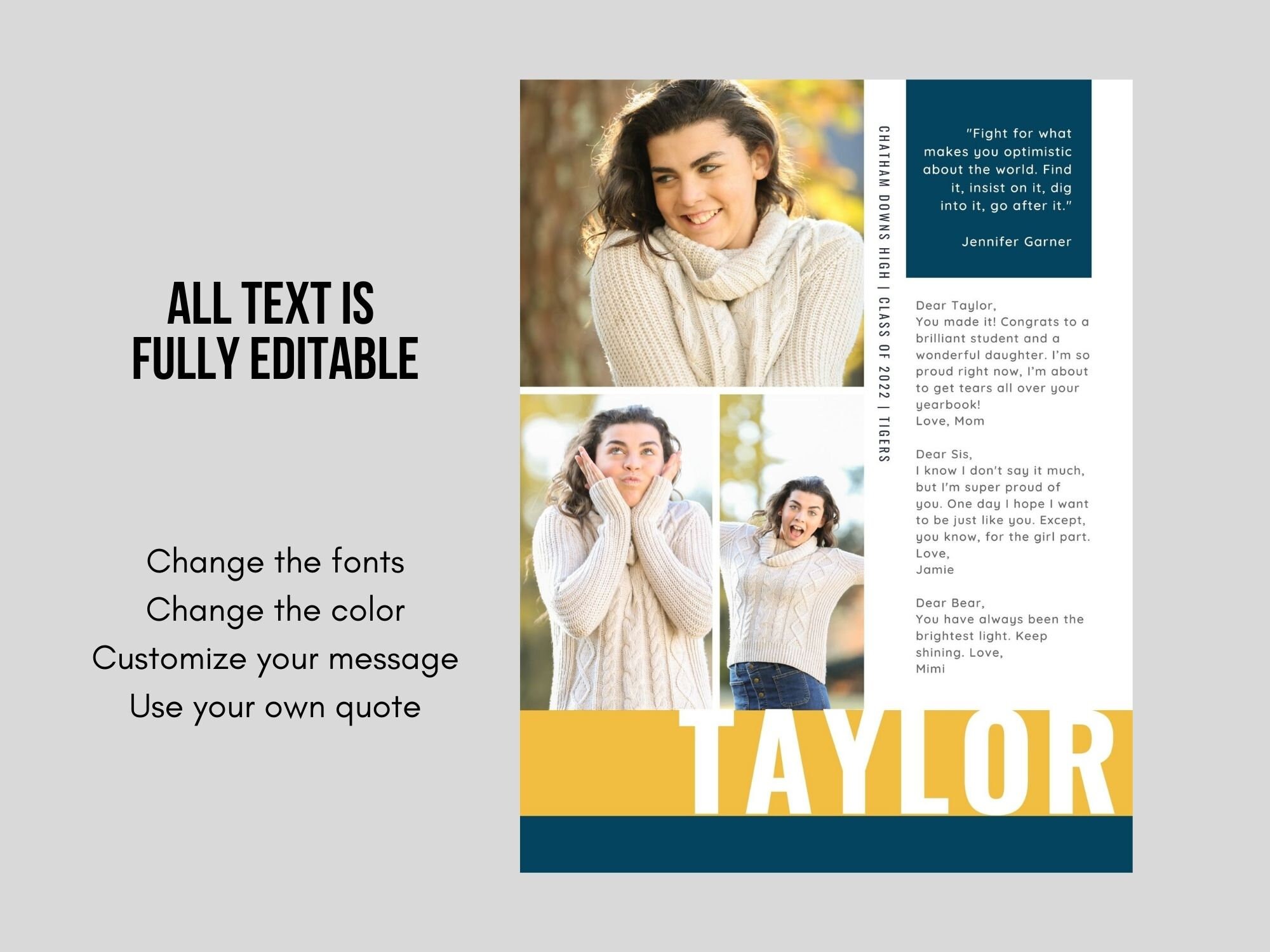 Yearbook Senior Ad Template Full Page No Photoshop Edit in - Etsy