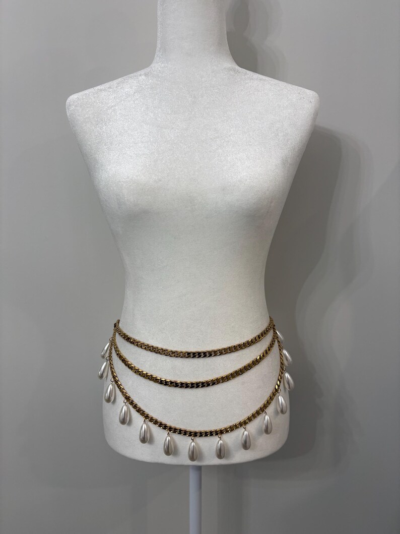 Triple Layer Pearl Drop Chain Belt - Etsy