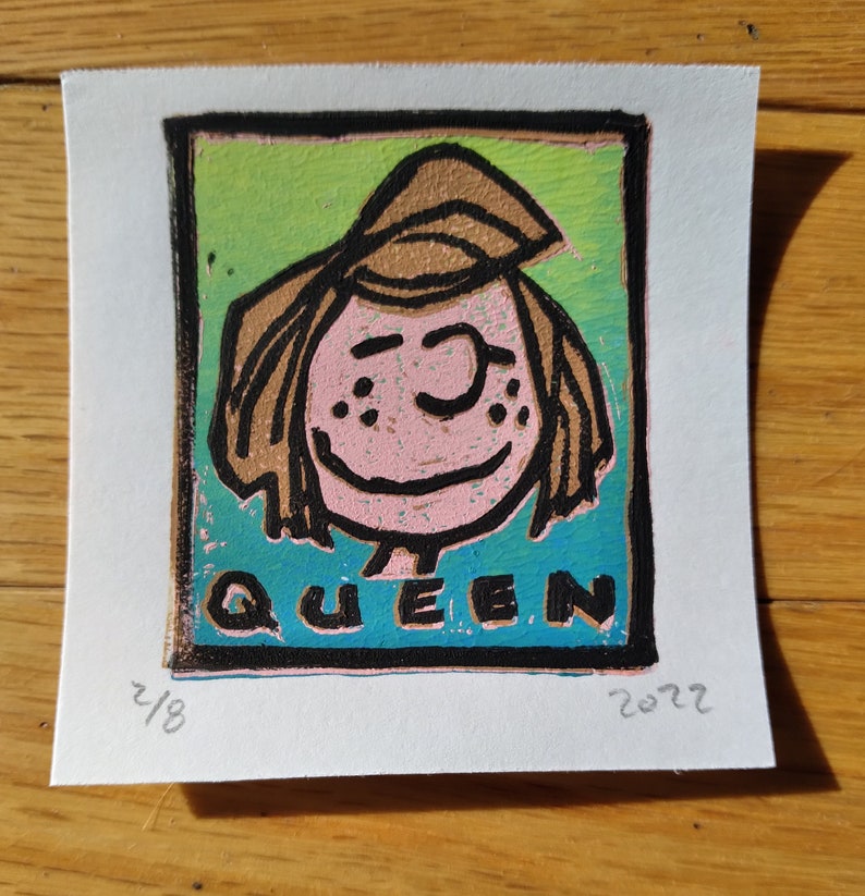 Queen Patricia Mini-print Four Layer Reduction Linoprint on - Etsy