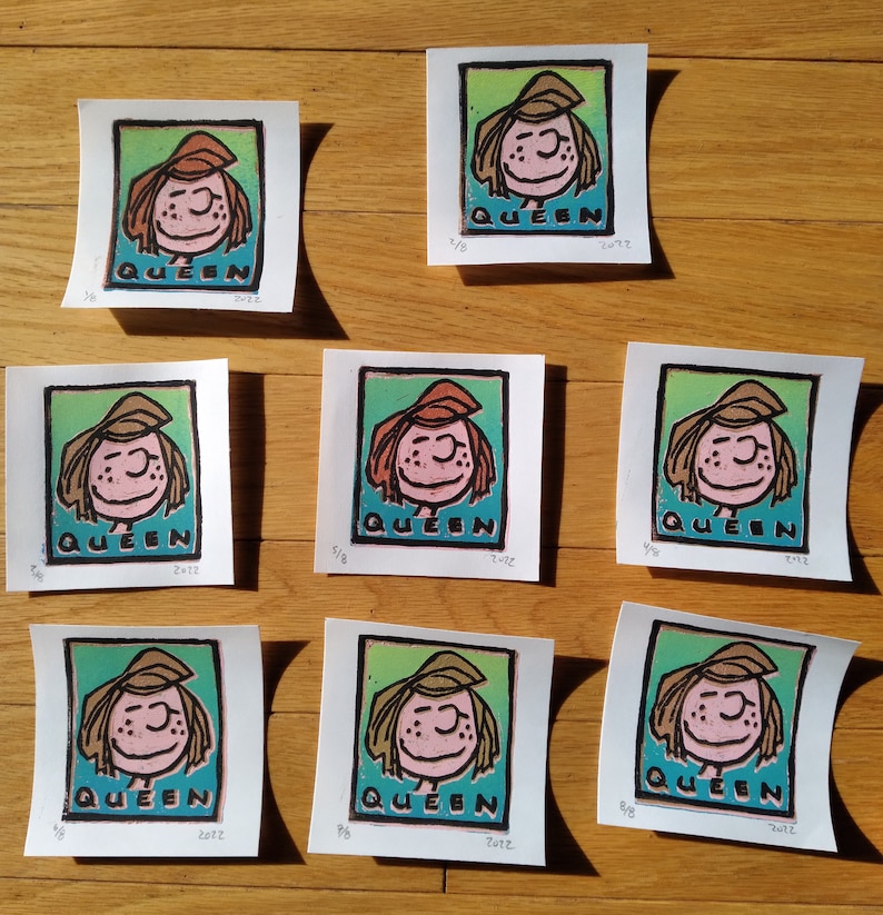 Queen Patricia Mini-print Four Layer Reduction Linoprint on - Etsy