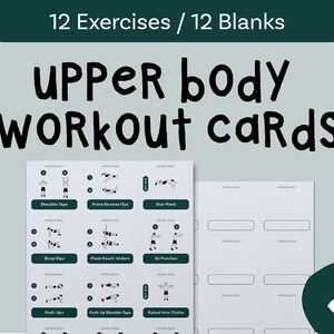 No Equipment UPPER BODY Workout Cards Digital Download PDF Cut-apart ...