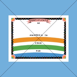 Blank Editable Rainbow Recognition Certificate Digital Download - Etsy