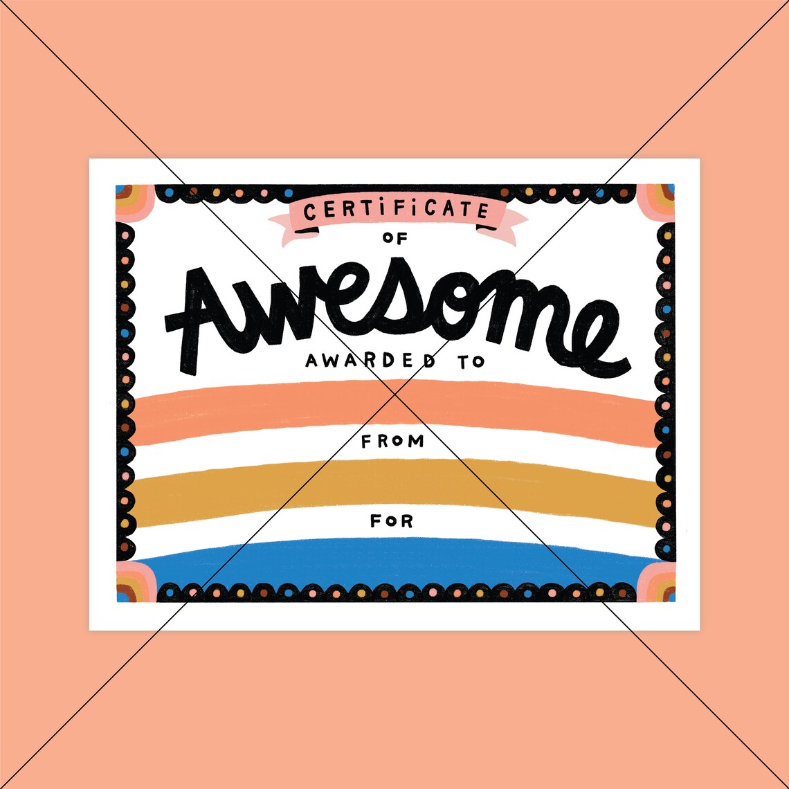Certificate of Awesome Rainbow Digital Download - Etsy