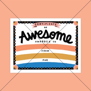 Certificate of Awesome Rainbow Digital Download - Etsy