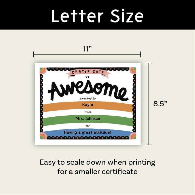 Certificate of Awesome Award Colorful Digital Download Edit in Canva ...