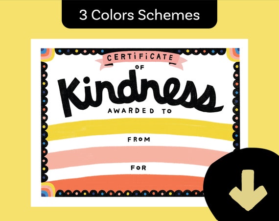Certificate of Kindness Rainbow Digital Download - Etsy