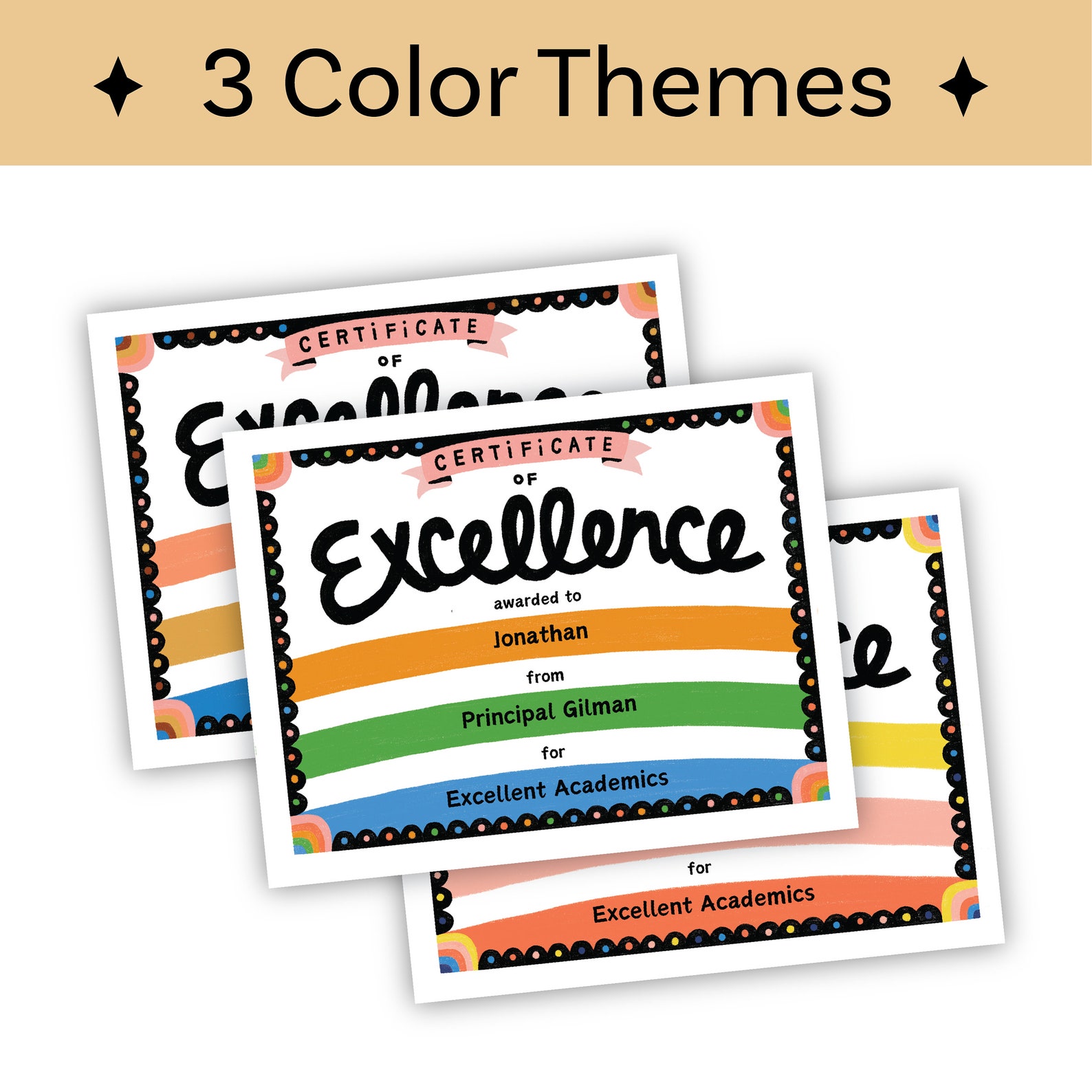 Certificate of Excellence Digital Download | Edit in Canva | School ...