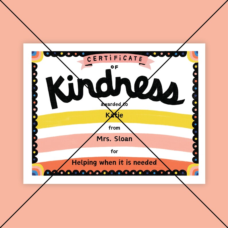 Kindness Certificate of Digital Download | Edit in Canva | Personalized ...