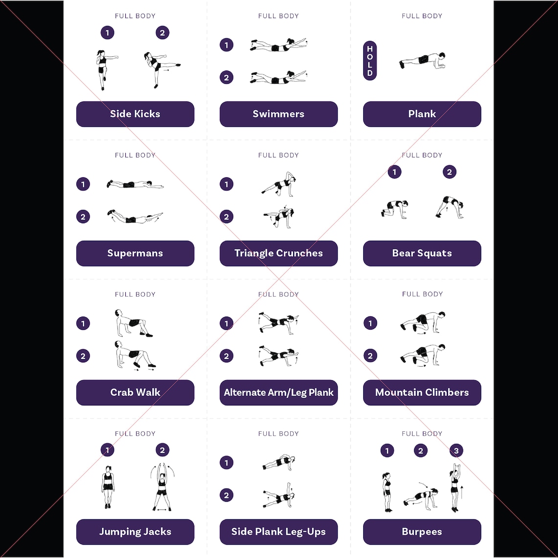 No Equipment FULL BODY Workout Cards Digital Download PDF Cut-apart ...