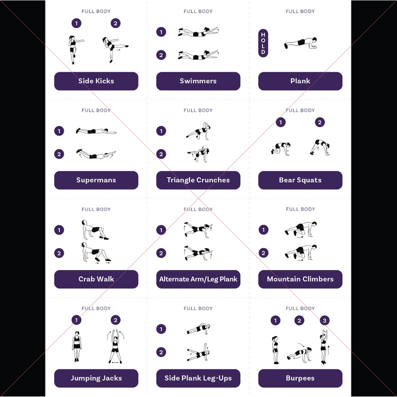 No Equipment FULL BODY Workout Cards Digital Download PDF Cut-apart ...