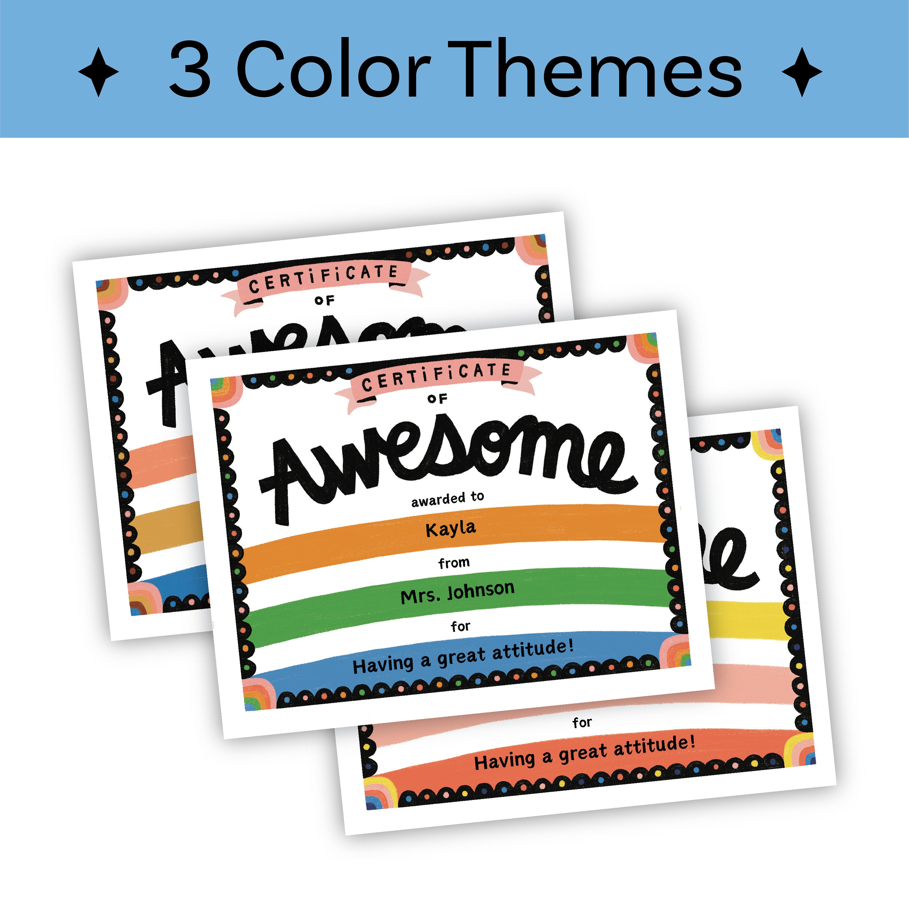 Certificate of Awesome Award Colorful Digital Download Edit in Canva ...