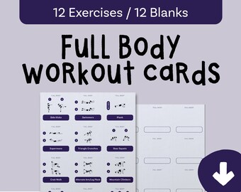 No Equipment TOTAL BODY Package Workout Cards Digital Download PDF Cut ...
