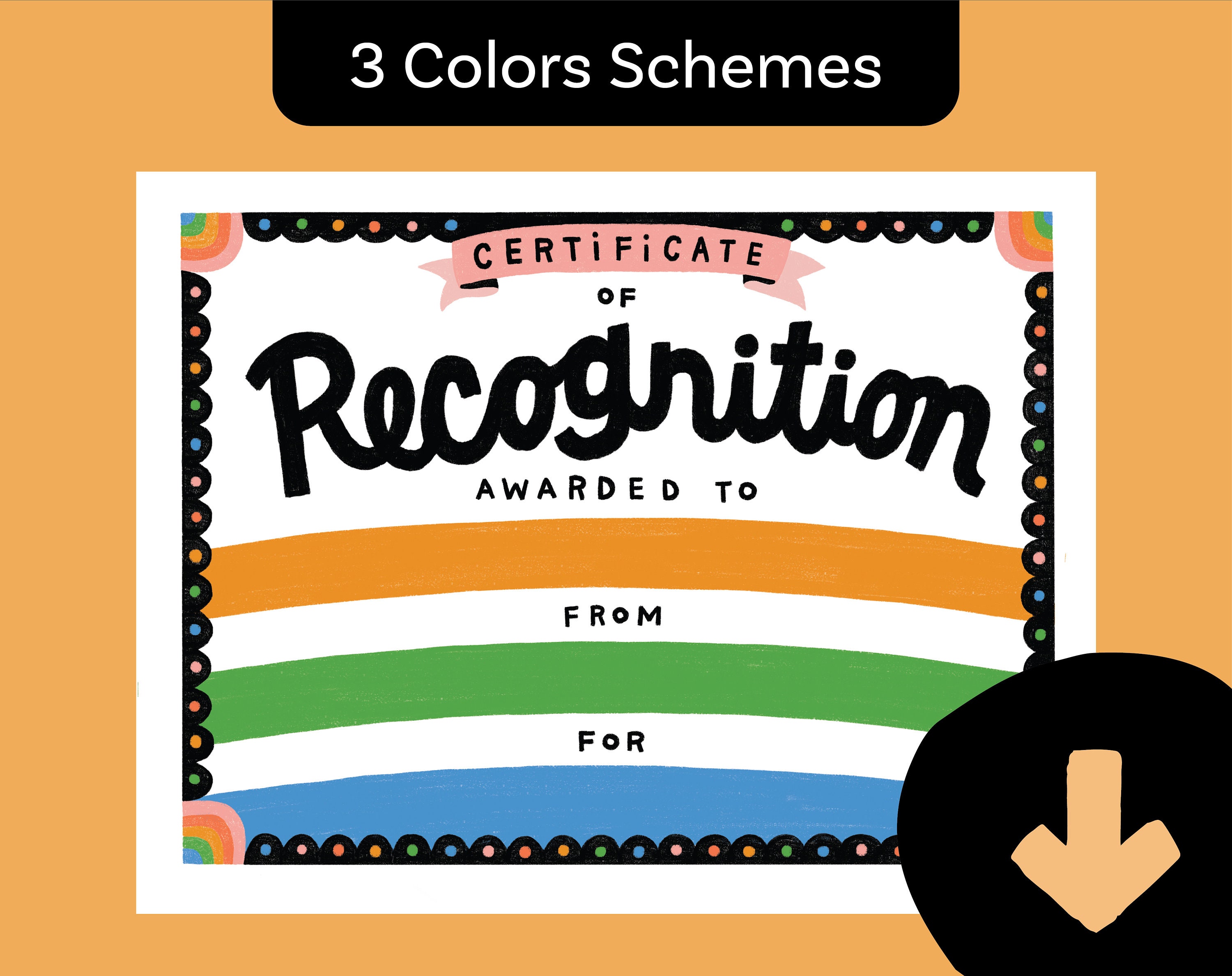 Certificate of Recognition Rainbow Digital Download - Etsy