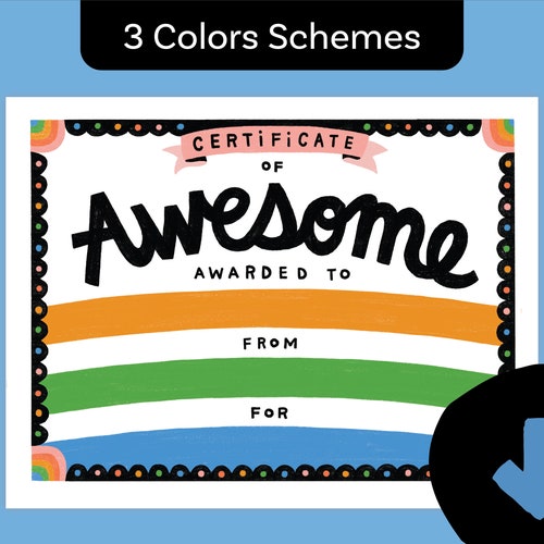 Certificate of Awesome Rainbow Digital Download - Etsy
