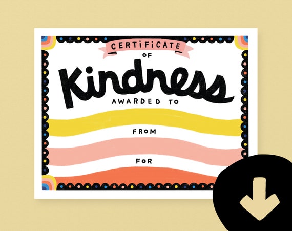 Certificate of Kindness Rainbow Digital Download | Etsy