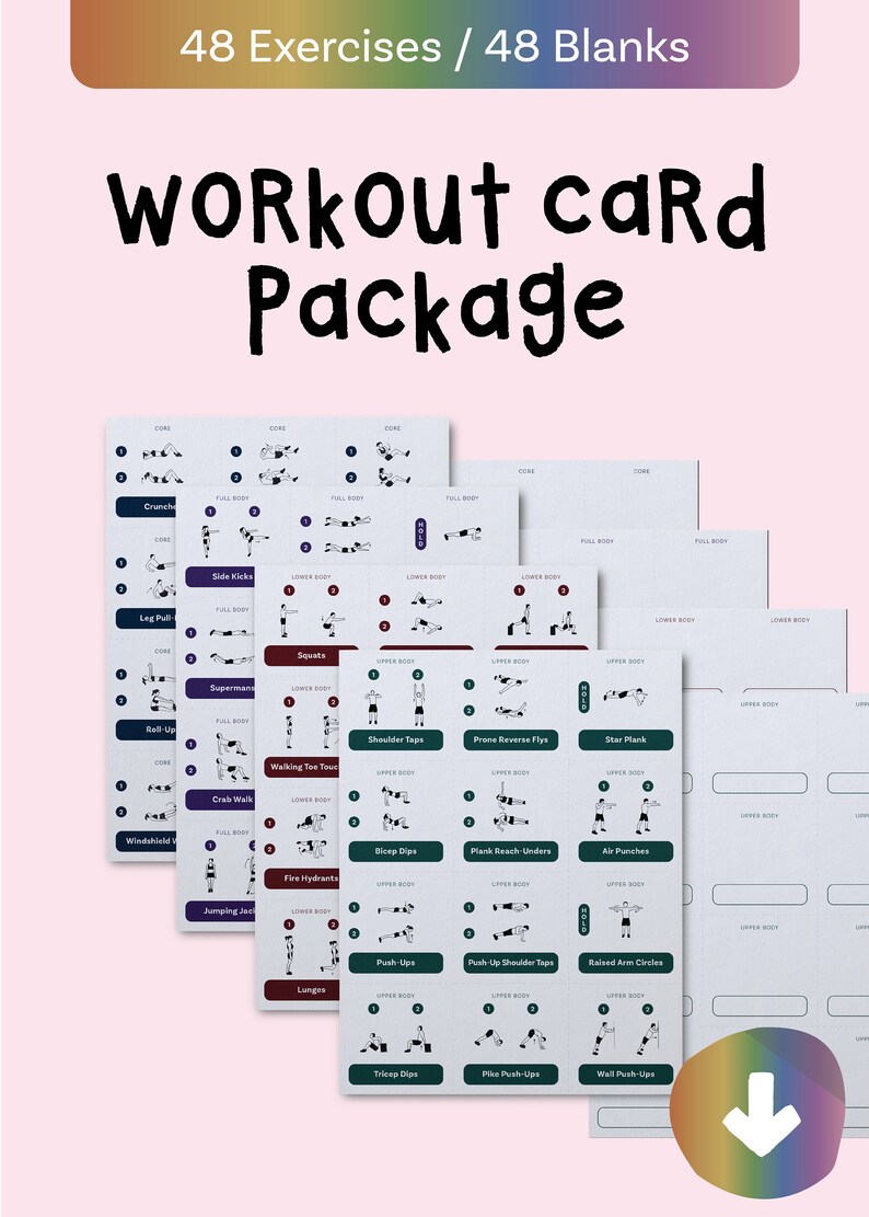 No Equipment TOTAL BODY Package Workout Cards Digital Download | Etsy