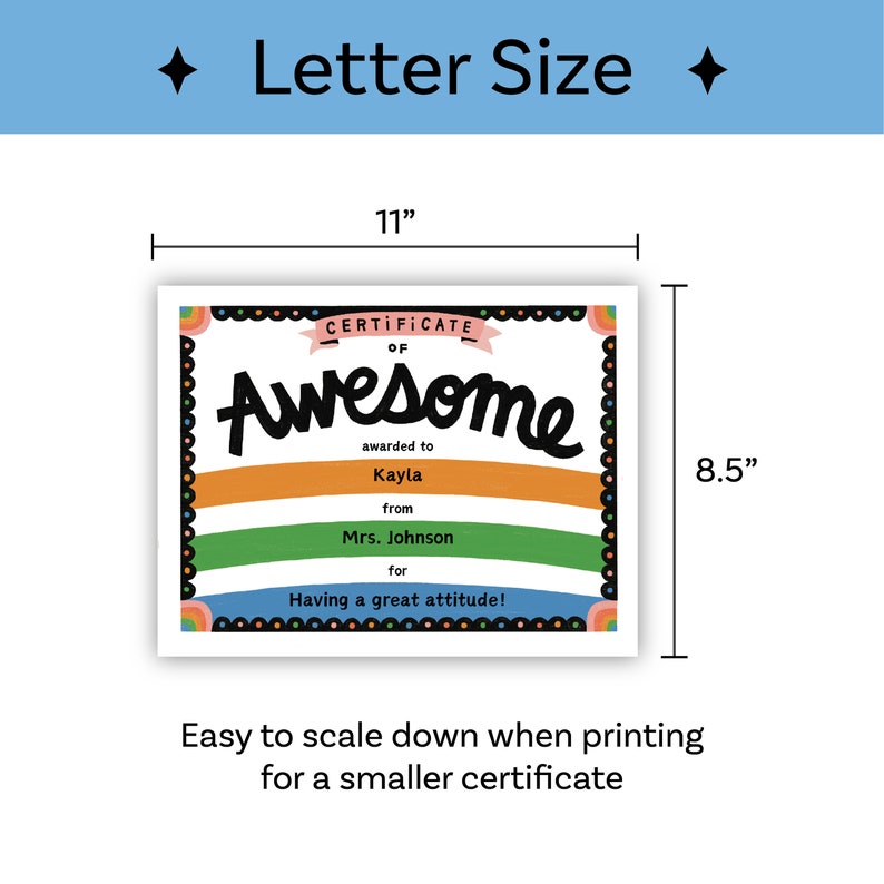 Certificate of Awesome Award Colorful Digital Download Edit in Canva ...