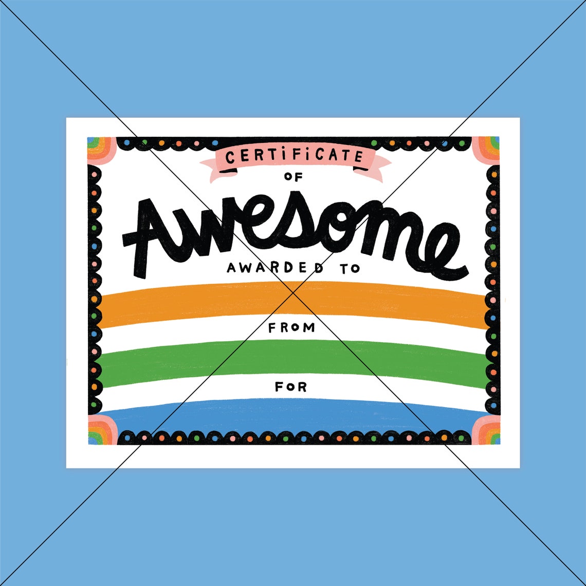 Certificate of Awesome Rainbow Digital Download - Etsy