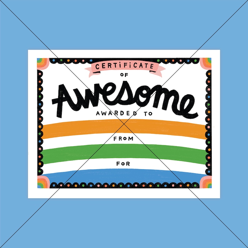 Certificate of Awesome Rainbow Digital Download - Etsy