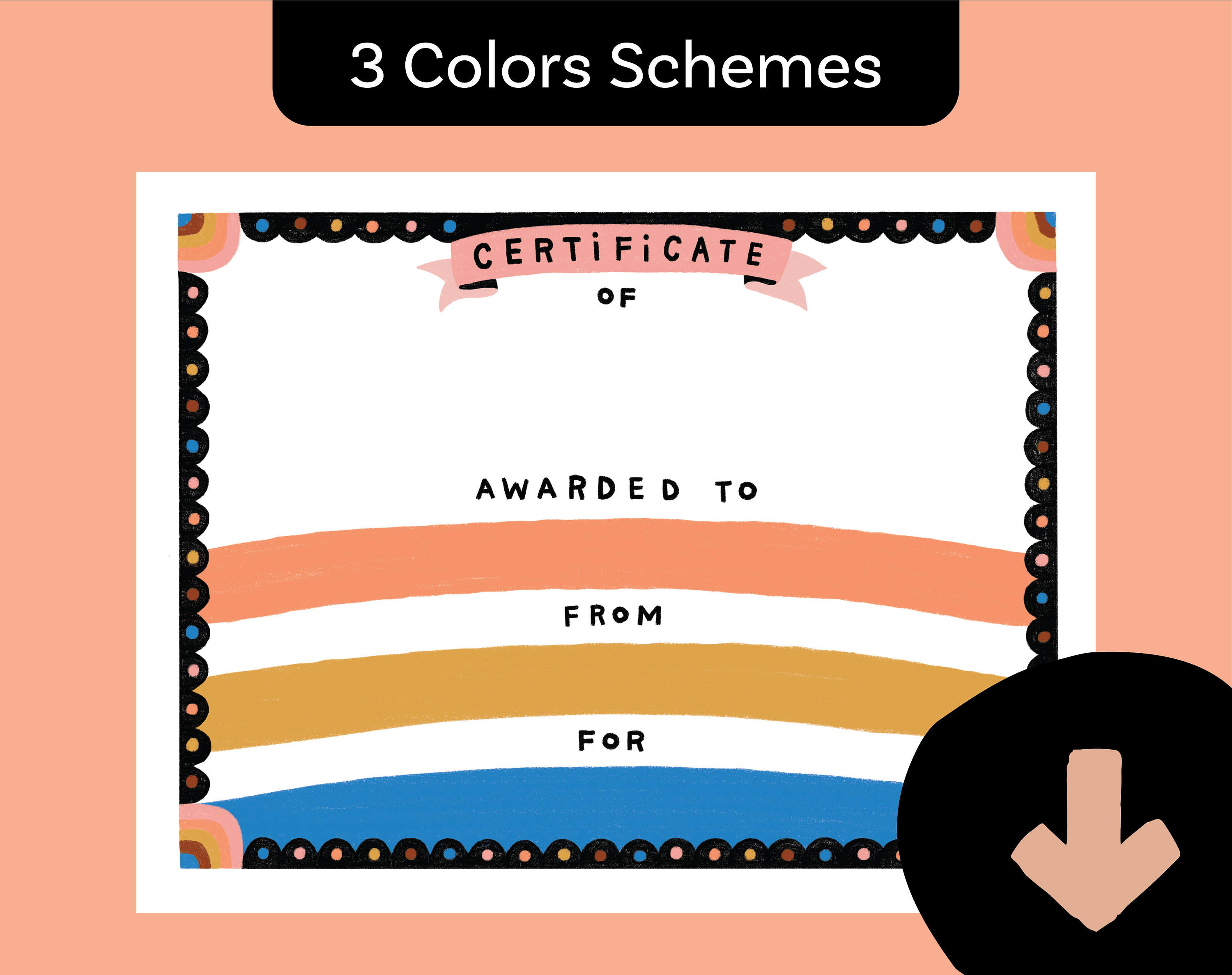 Blank Editable Rainbow Recognition Certificate Digital Download - Etsy