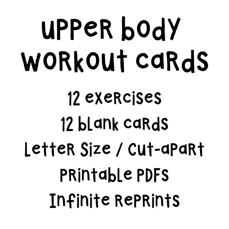 No Equipment UPPER BODY Workout Cards Digital Download PDF Cut-apart ...