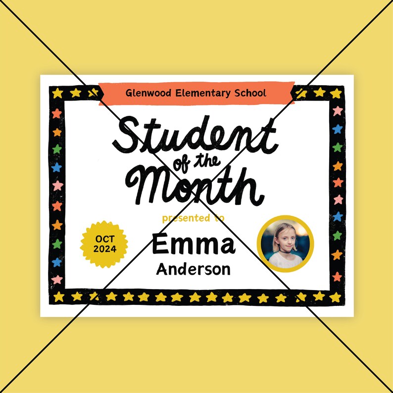 Student of the Month Certificate Award Colorful Digital Download Edit ...