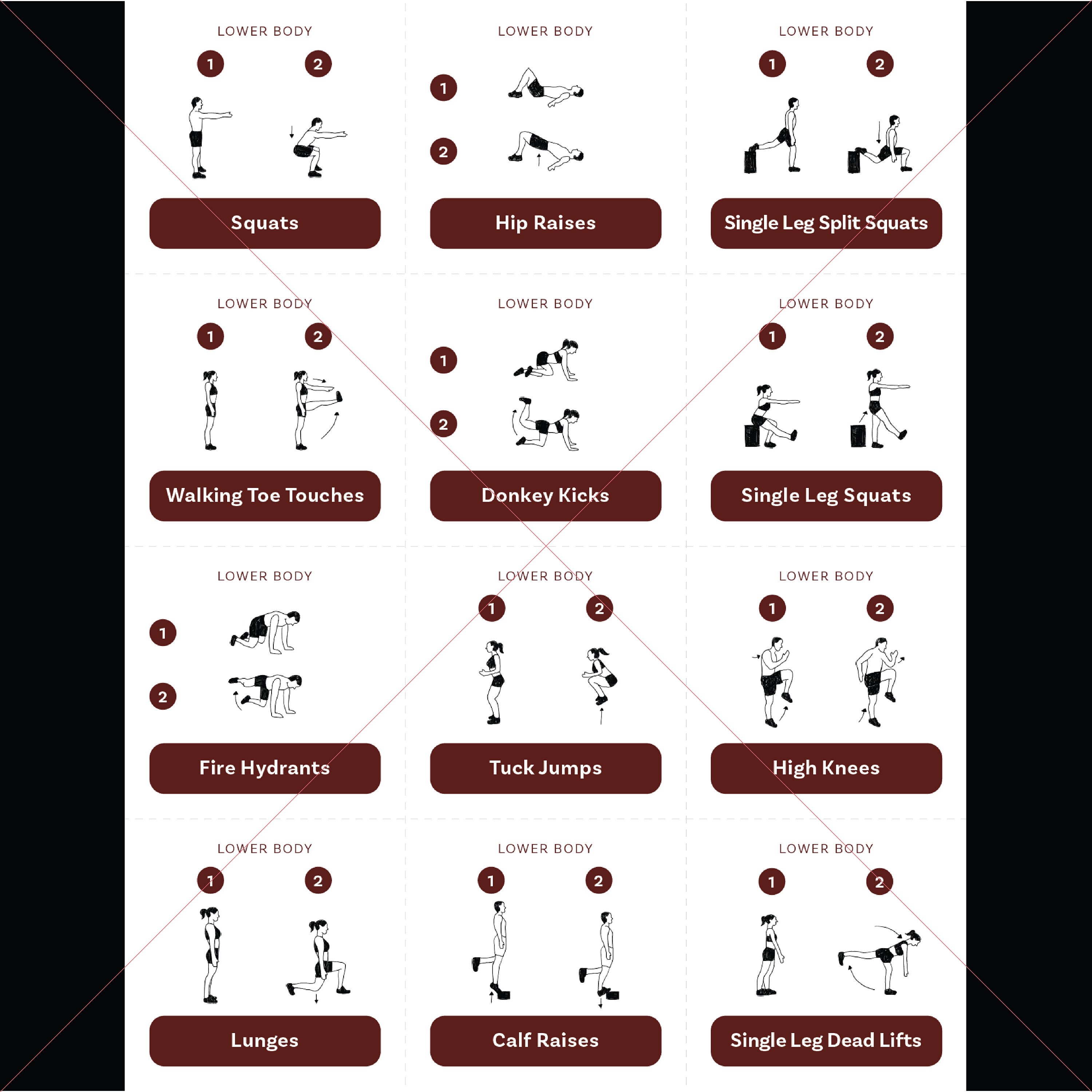 No Equipment LOWER BODY Workout Cards Digital Download PDF Cut-apart ...