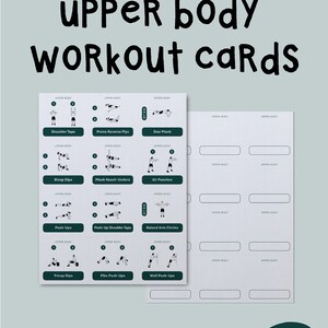 No Equipment UPPER BODY Workout Cards Digital Download PDF Cut-apart ...