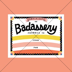 Certificate of Badassery Rainbow Digital Download - Badass - Etsy