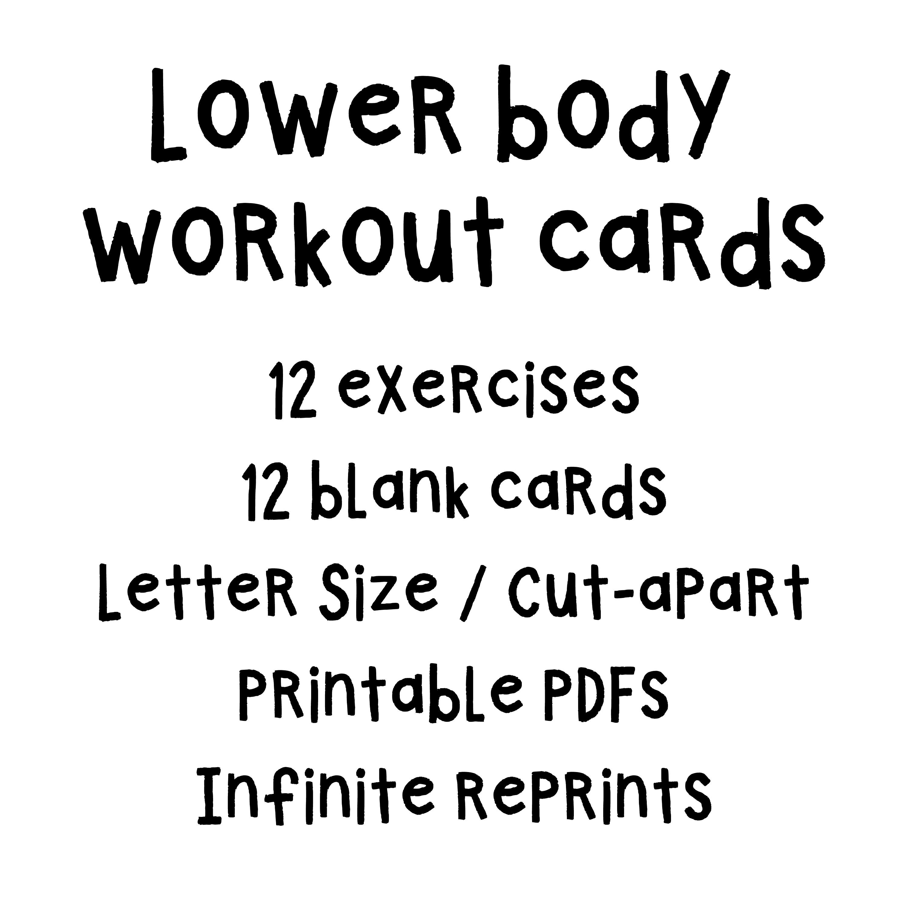 No Equipment LOWER BODY Workout Cards Digital Download PDF Cut-apart ...