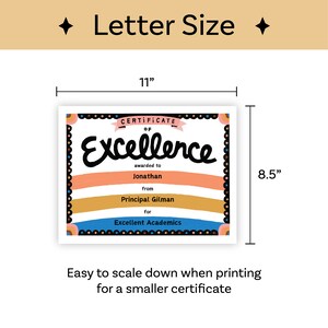 Certificate of Excellence Digital Download | Edit in Canva | School ...