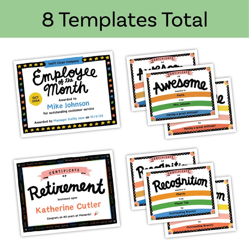 Employee Appreciation Certificate Bundle: Small Business Awards (canva ...