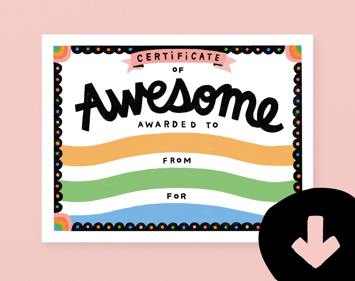 Certificate of Awesome Rainbow Digital Download | Etsy