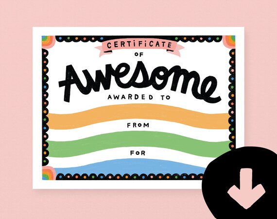 Certificate of Awesome Rainbow Digital Download | Etsy