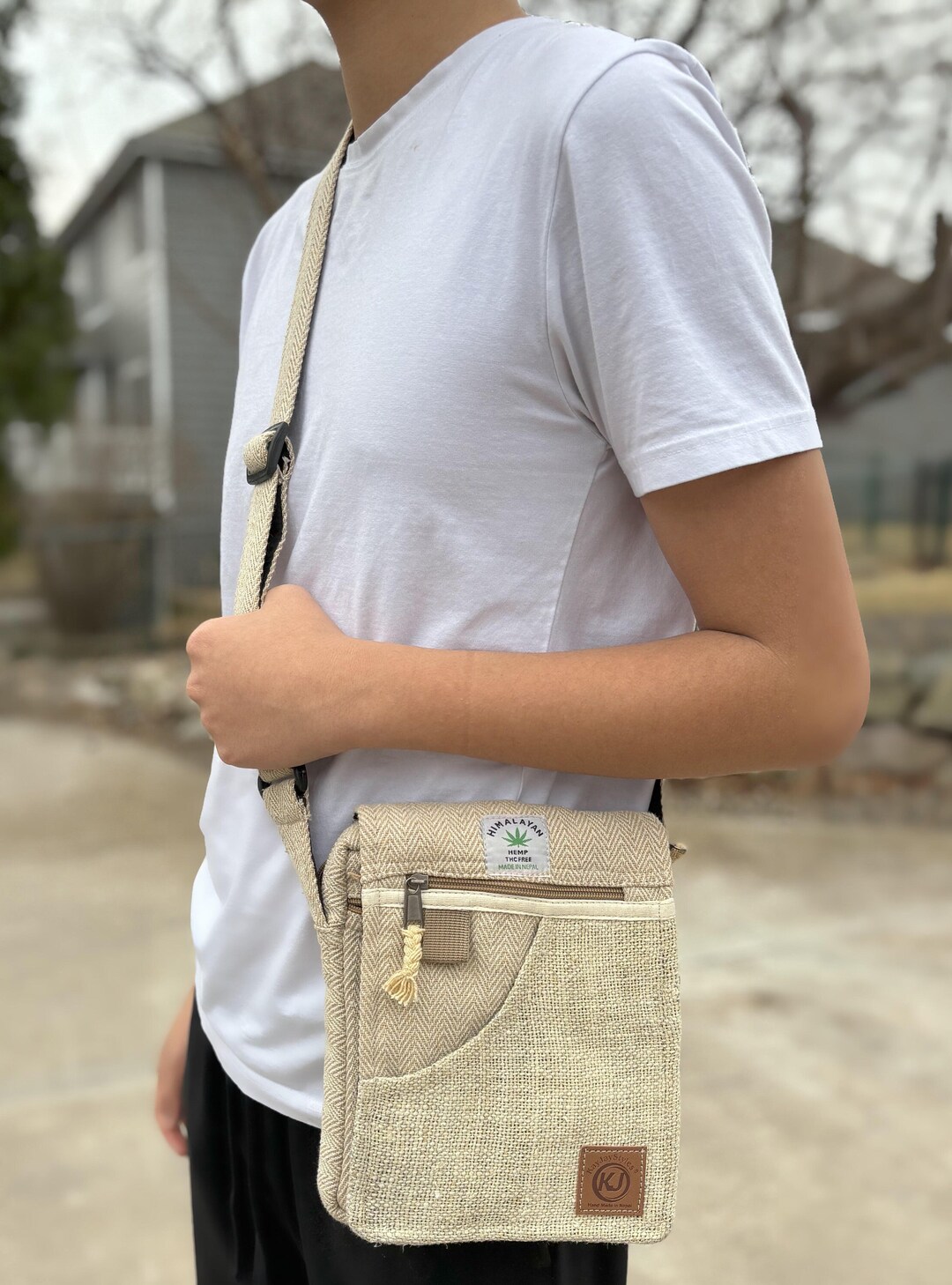 Hemp Handmade Hippie Small Cross Body Bag, Travel Sling Bag, Vegan ...