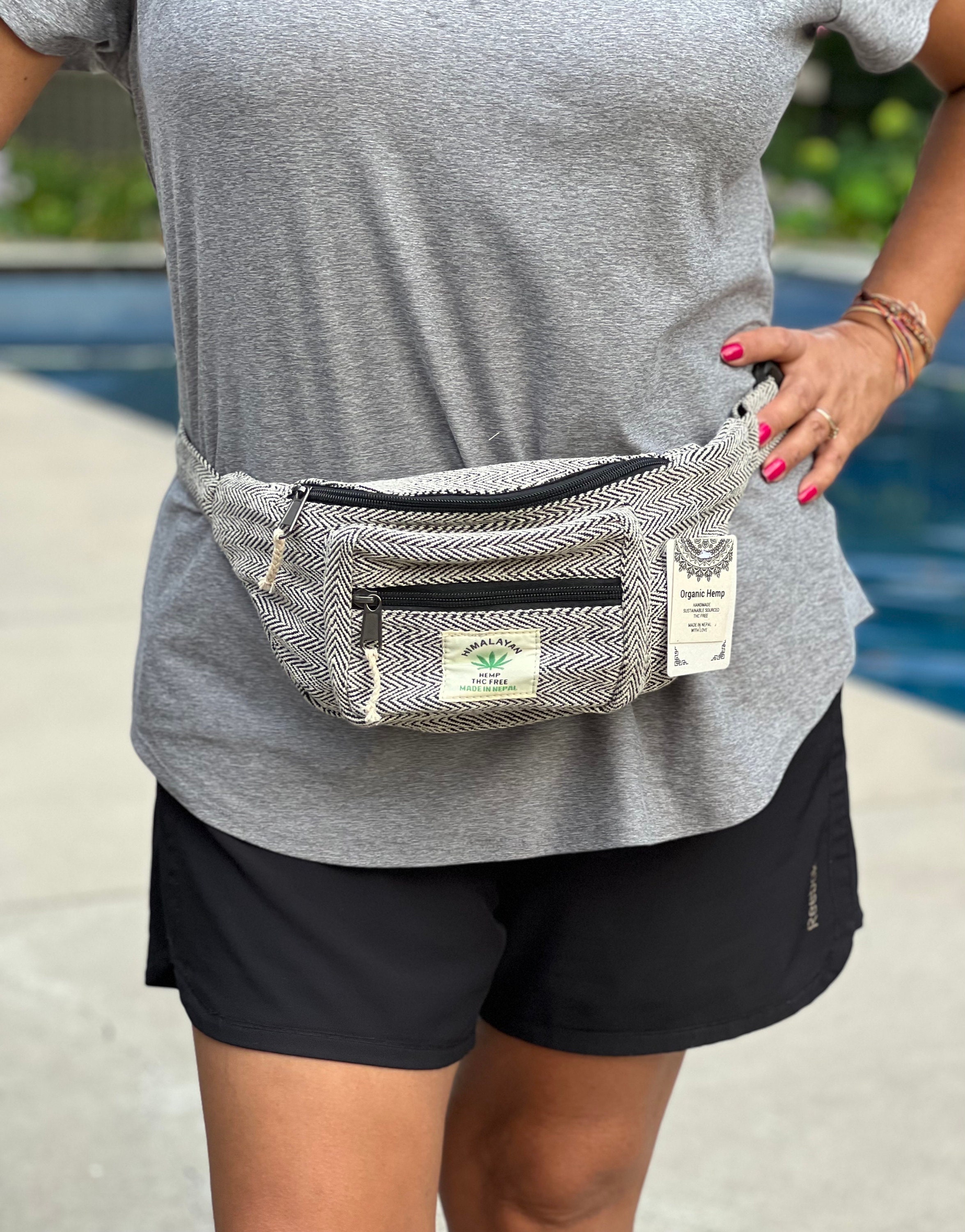 Eco-friendly Boho Hippie Style Hemp Fanny Pack Hip Waist Bag for Hiking ...