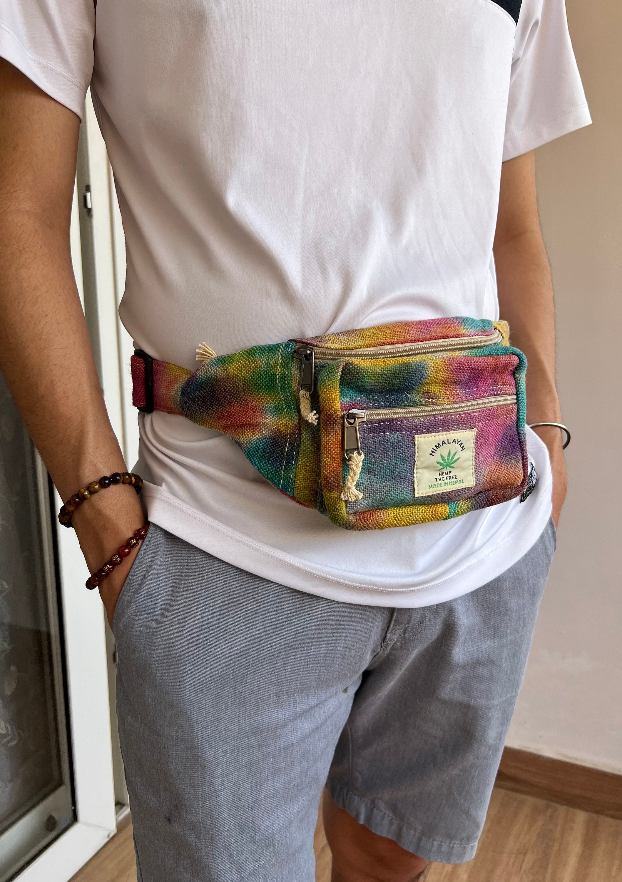 Eco-friendly Boho Hippie Style Hemp Fanny Pack Hip Waist Bag for Hiking ...