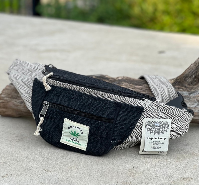 Eco-friendly Boho Hippie Style Hemp Fanny Pack Hip Waist Bag for Hiking ...