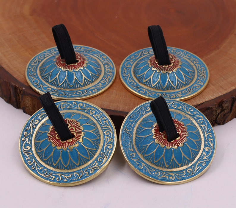 2 Pairs Brass Lotus Flower Finger Cymbals Zills for Belly | Etsy
