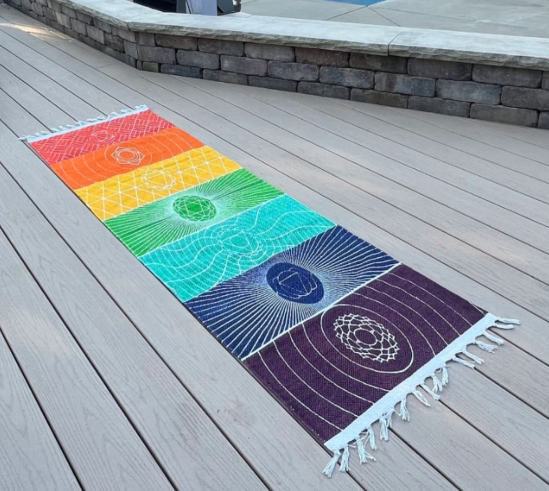 Organic Cotton Chakra Yoga Mat: Meditation & Prayer Rug - Etsy