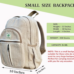 Small Lightweight Daypack Backpack Handmade Himalayan Hemp Travel ...