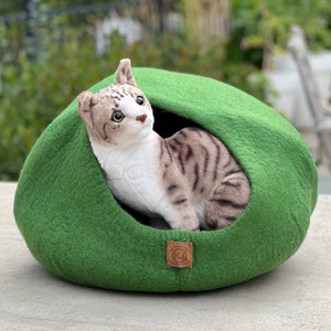 Hand Felted Wool Cat Cave Bed: Natural, Warm Cat House - Etsy