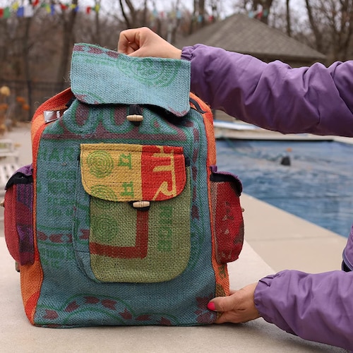 Hobo Hippie Recycled Jute Rice Bag Backpack Hand-made - Etsy